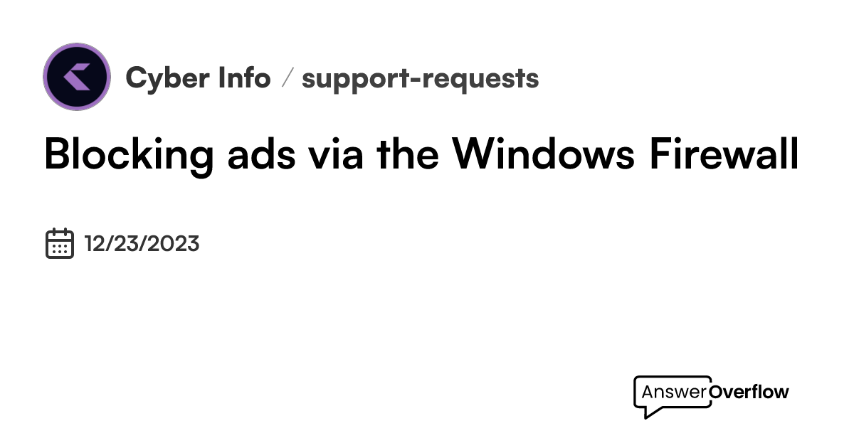 Blocking ads via the Windows Firewall - Cyber Info