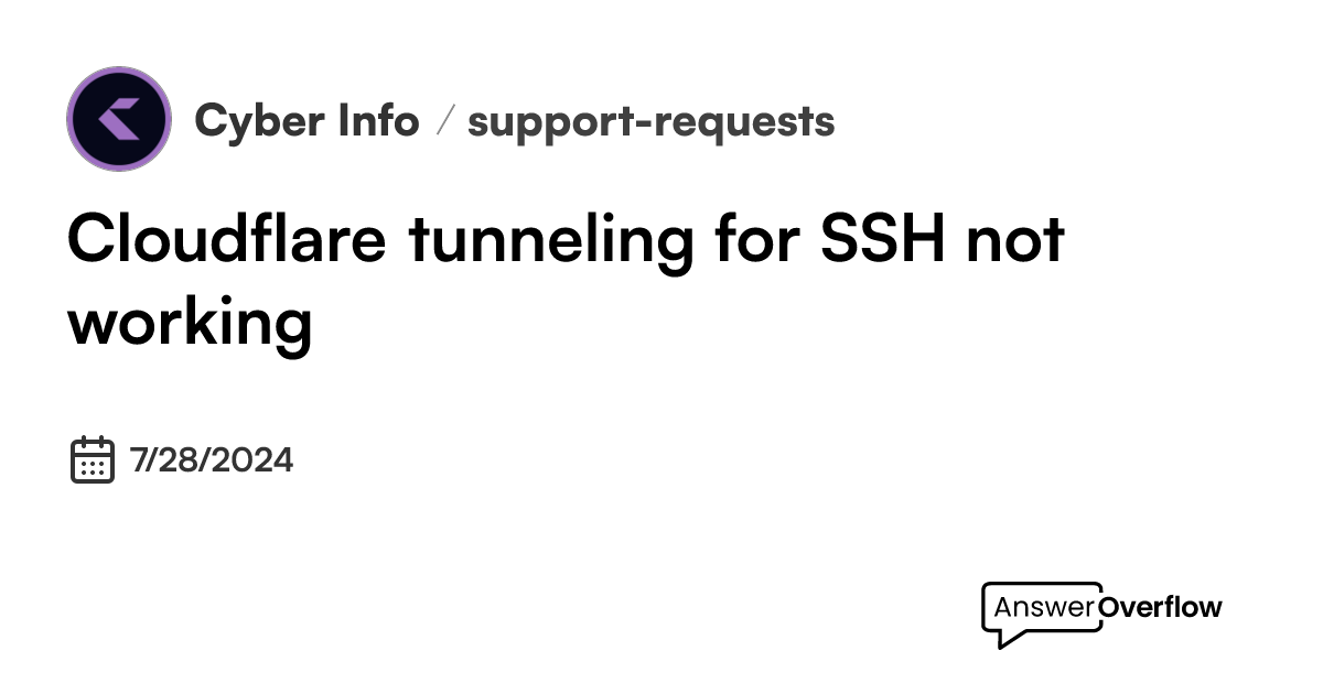 Cloudflare tunneling for SSH not working - Cyber Info