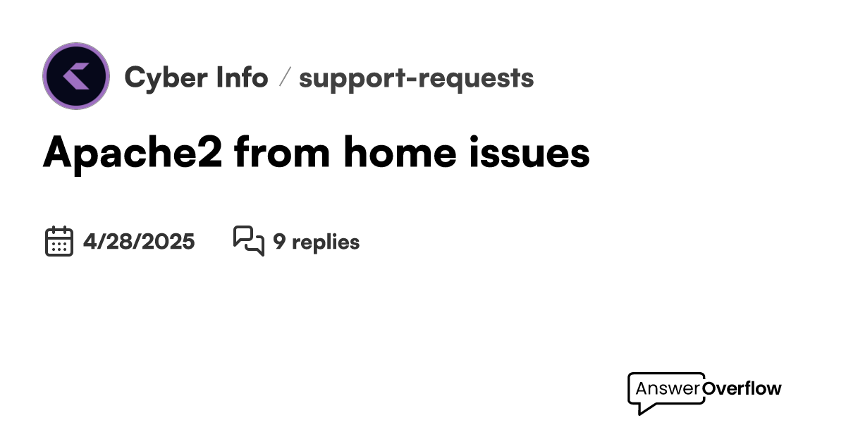 Apache2 from home issues - Cyber Info